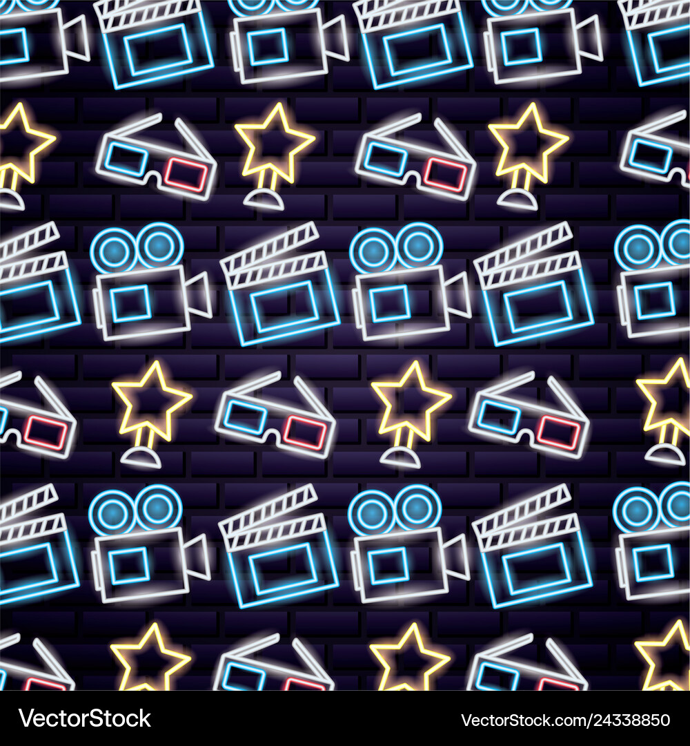 Movie time neon Royalty Free Vector Image - VectorStock
