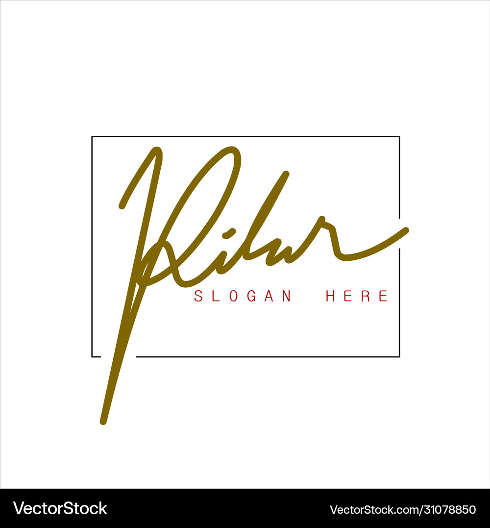 Signature logo initial pilar Royalty Free Vector Image