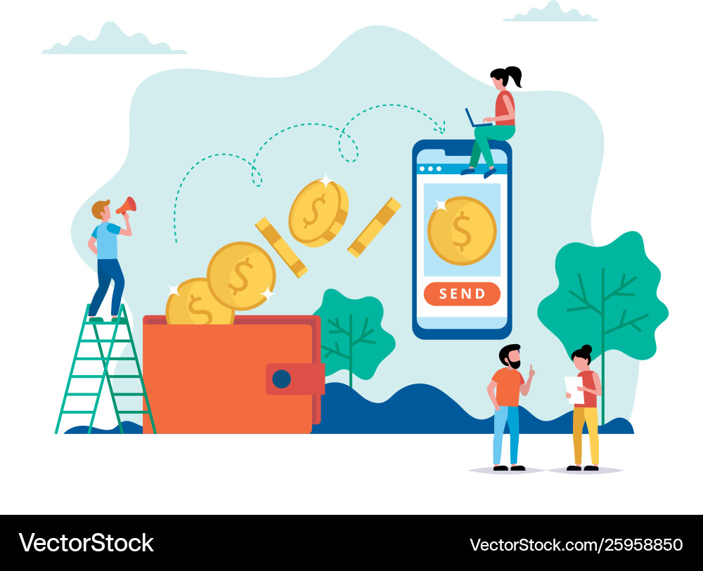 Transferring money sending from wallet Royalty Free Vector
