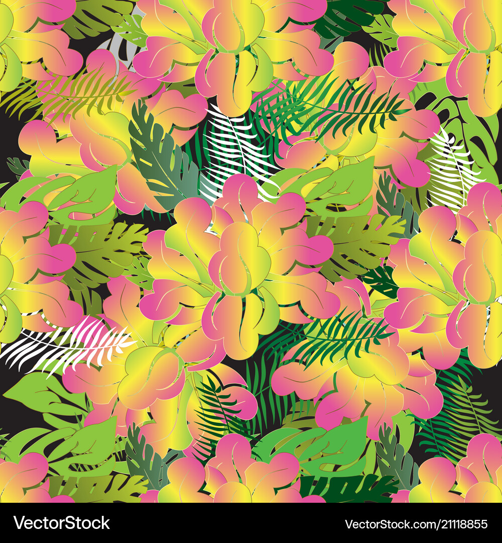 Colorful exotic tropical flowers seamless pattern Vector Image