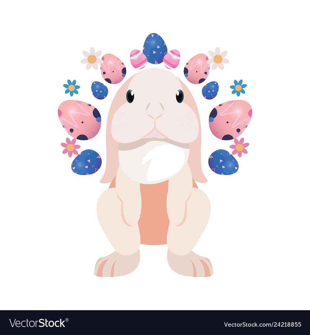 Cute bunny and eggs painting easter Royalty Free Vector