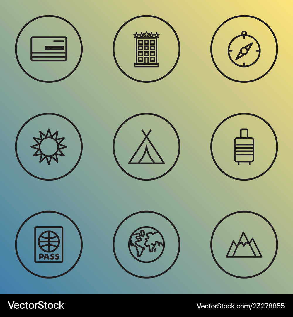 Exploration icons line style set with sun planet Vector Image