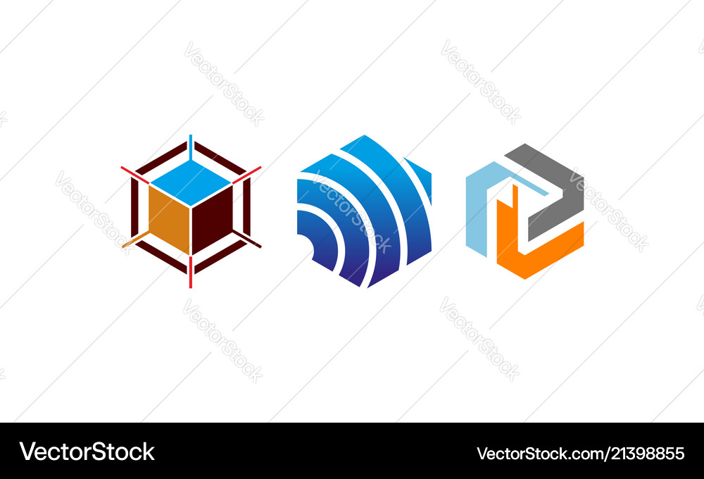Modern hexagon template set Royalty Free Vector Image