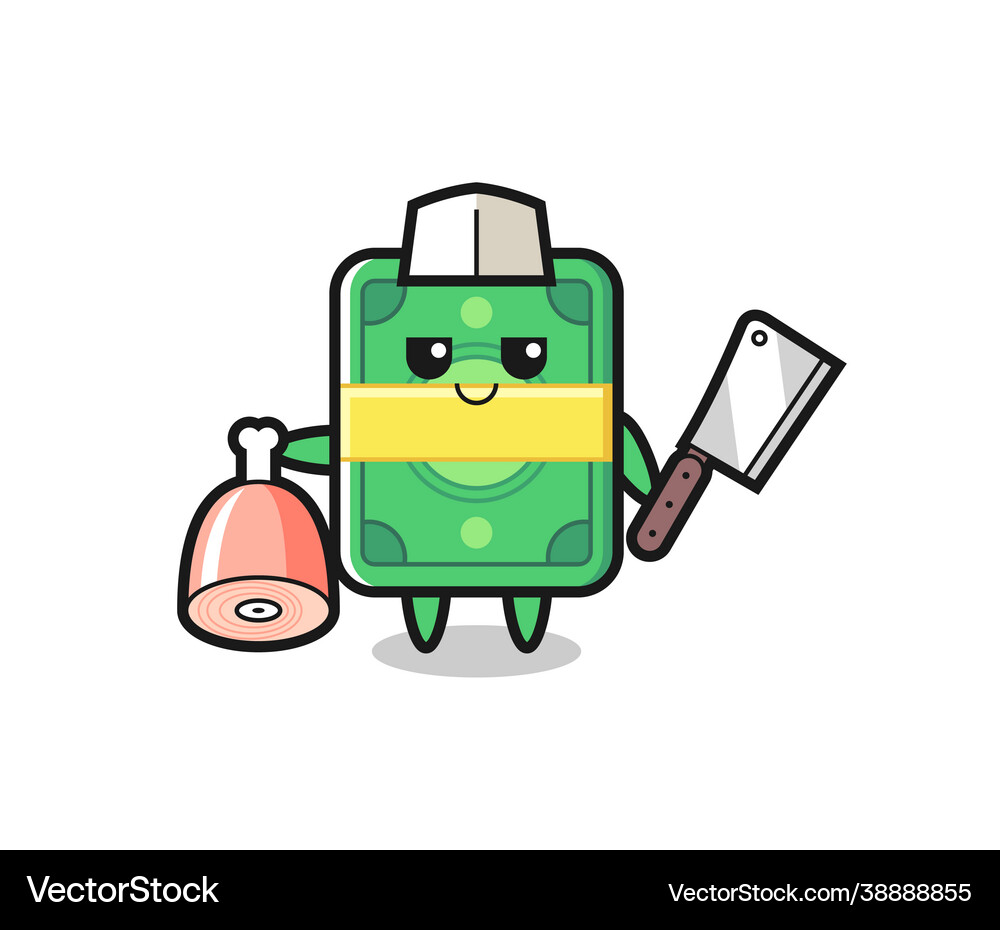 Money character as a butcher Royalty Free Vector Image