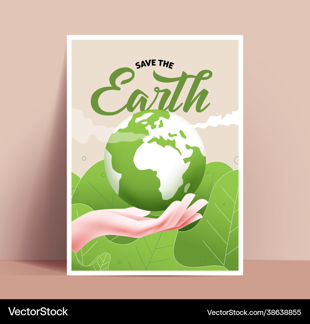 Save earth poster or card invitation Royalty Free Vector