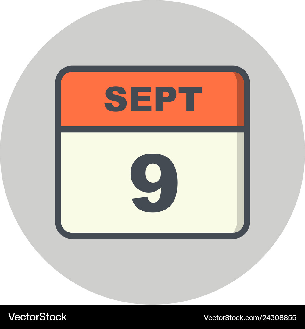 September 9th date on a single day calendar Vector Image