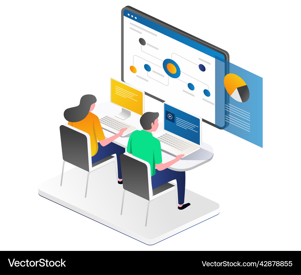 Team controls the business network and locations Vector Image