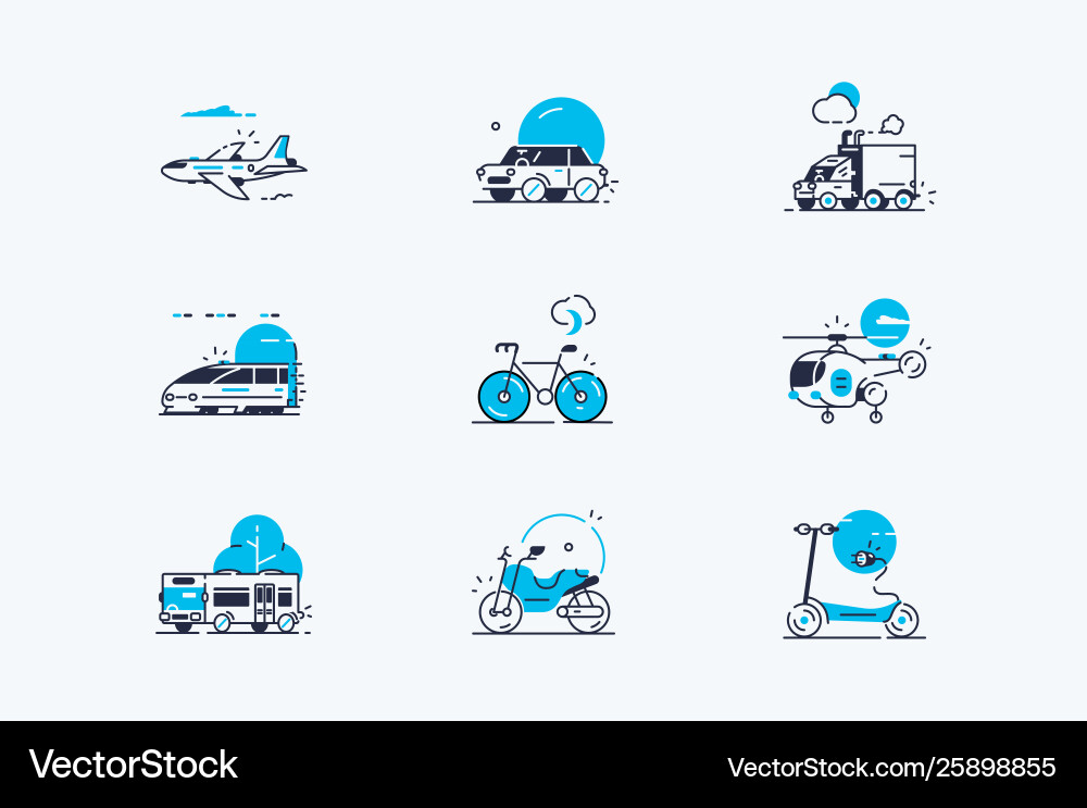 Transport line icons set Royalty Free Vector Image