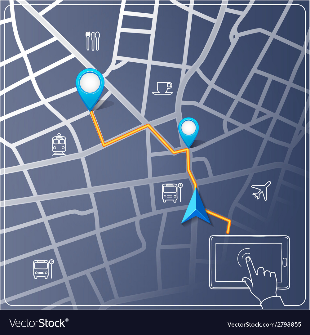 Using tablet for street map navigation Royalty Free Vector