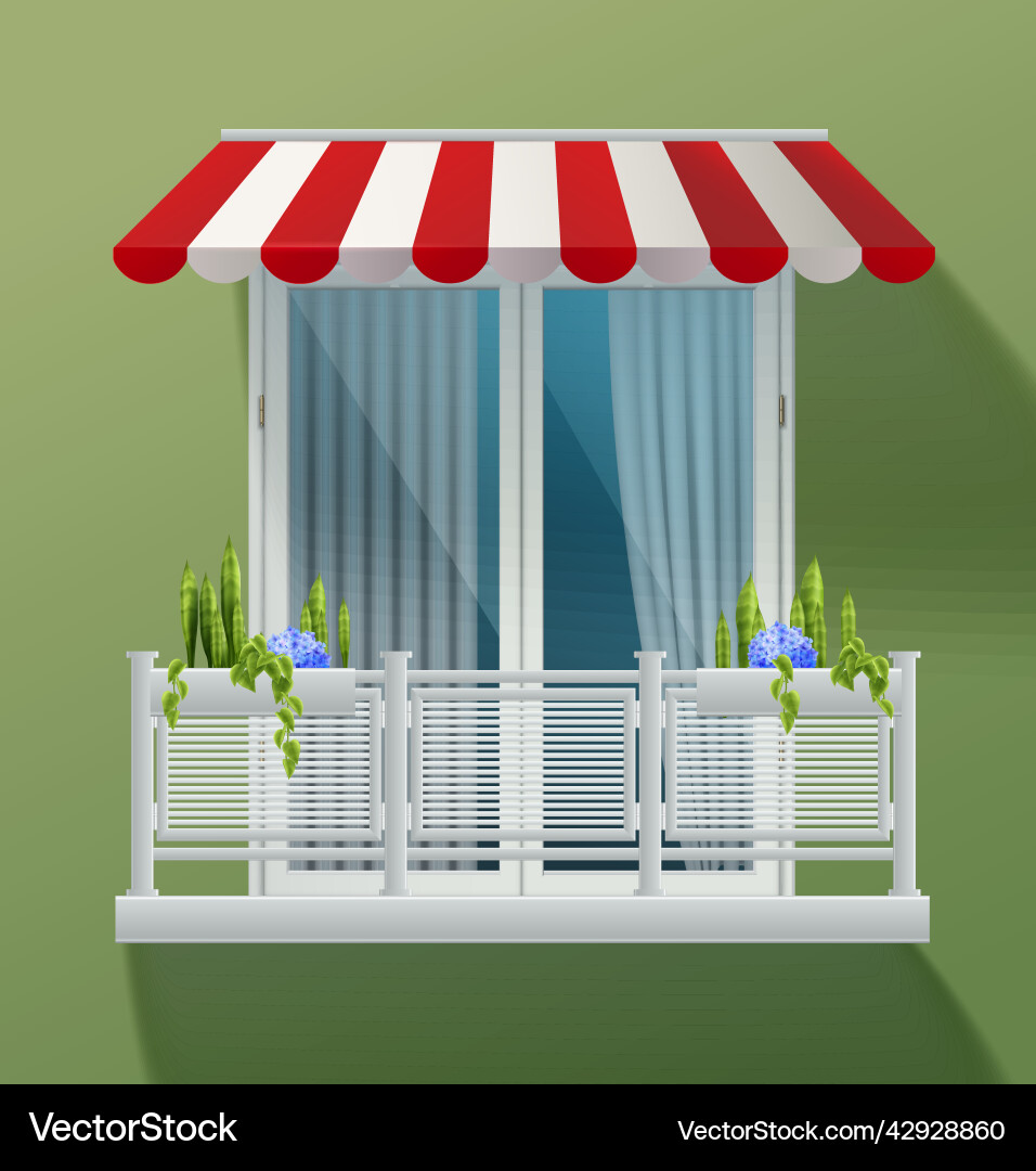 Balcony fence realistic background Royalty Free Vector Image