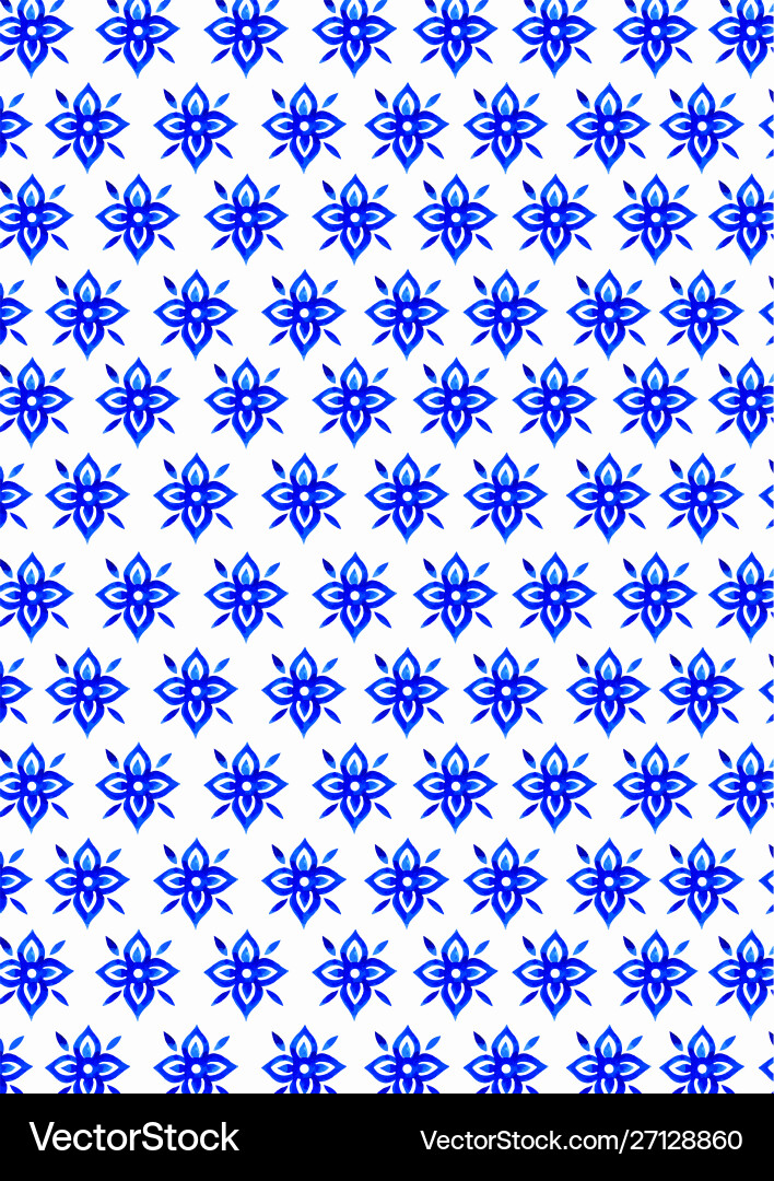 Blue flowers traditional thai art pattern paint Vector Image