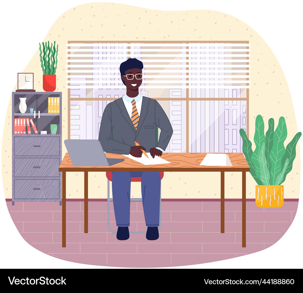 Business employees on their workspace co-worker Vector Image