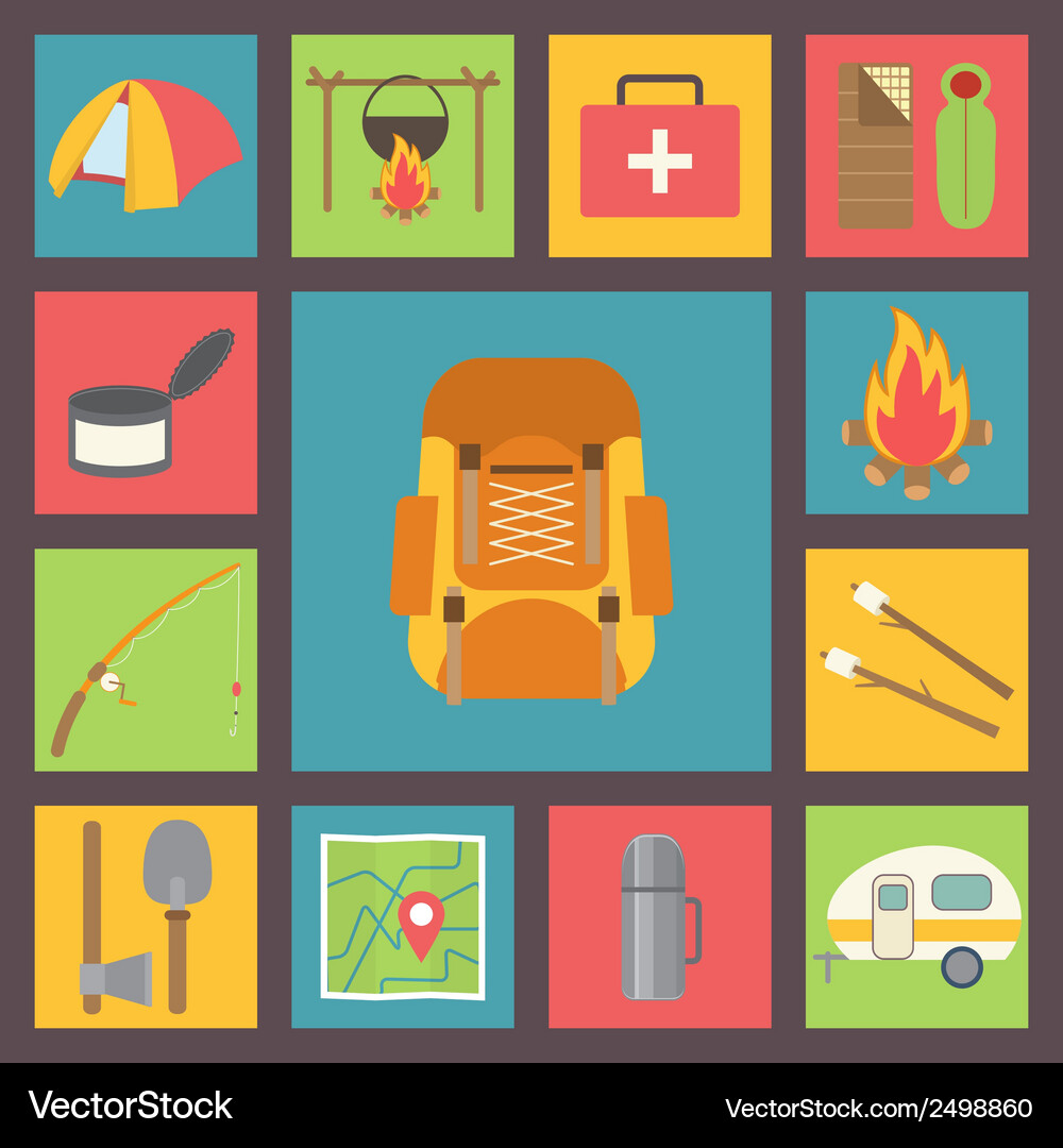 Camping Equipment Icons Royalty Free Vector Image