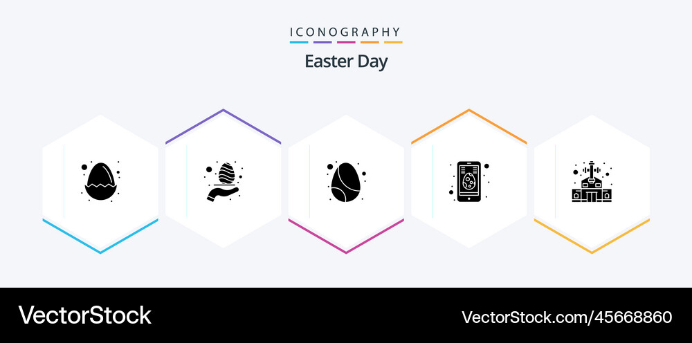 Easter 25 glyph icon pack including catholic Vector Image