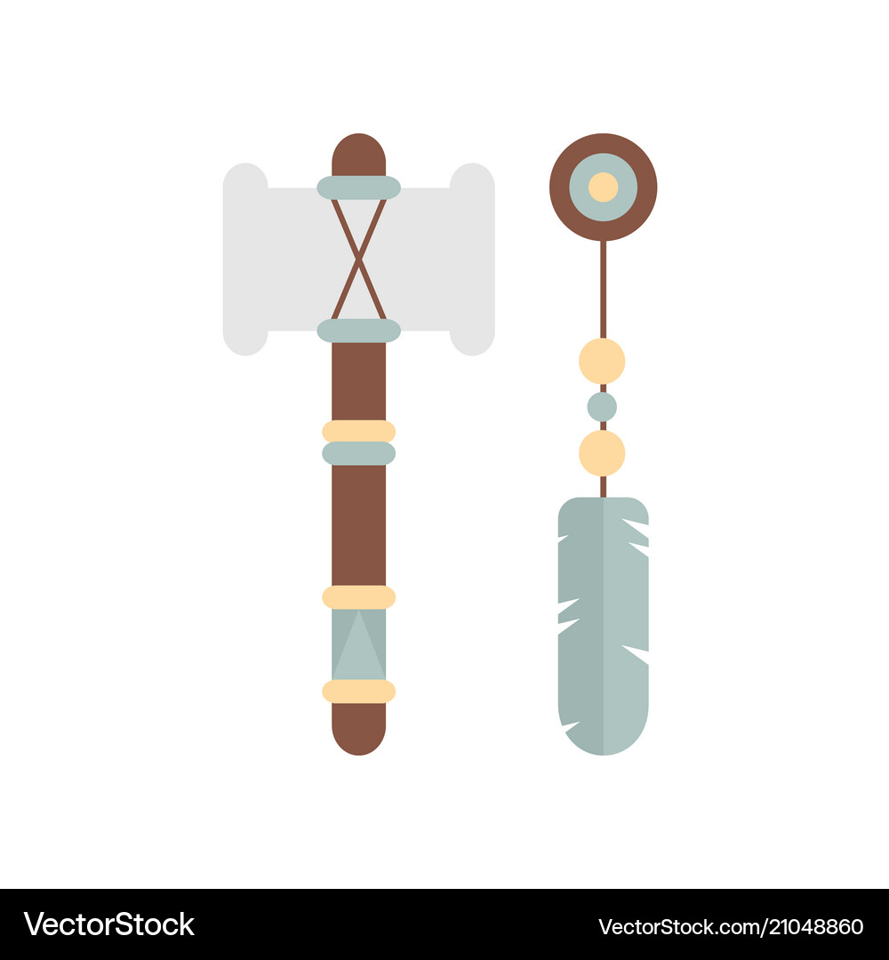 Ethnic tribal ax flat icon decorative hatchet Vector Image