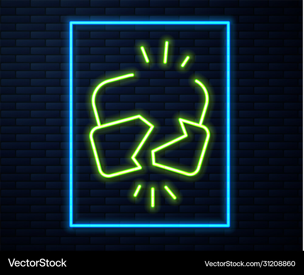 Glowing neon line broken or cracked lock icon Vector Image