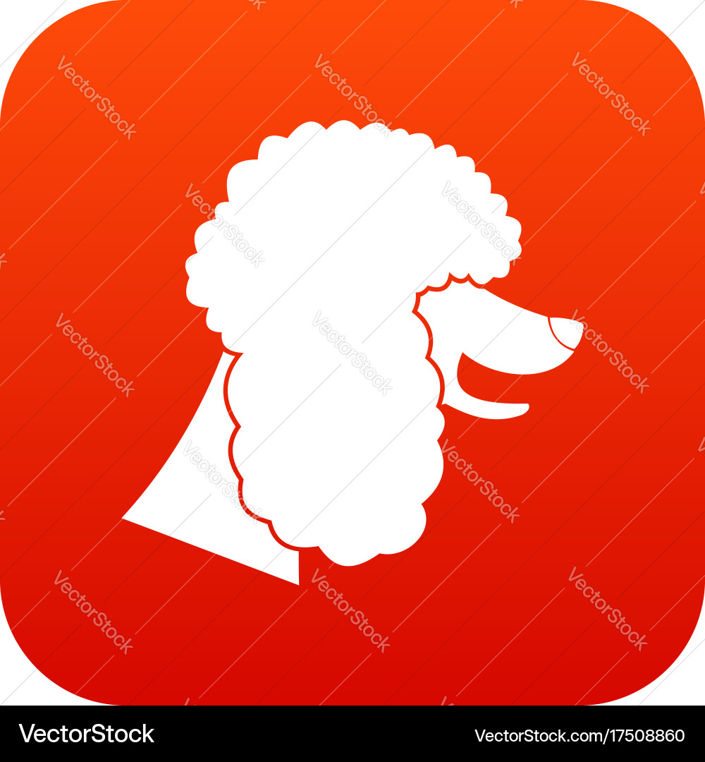 Poodle dog icon digital red Royalty Free Vector Image