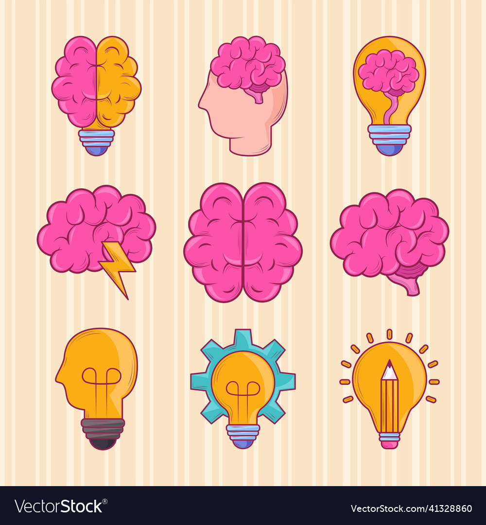 Set brain creativity Royalty Free Vector Image