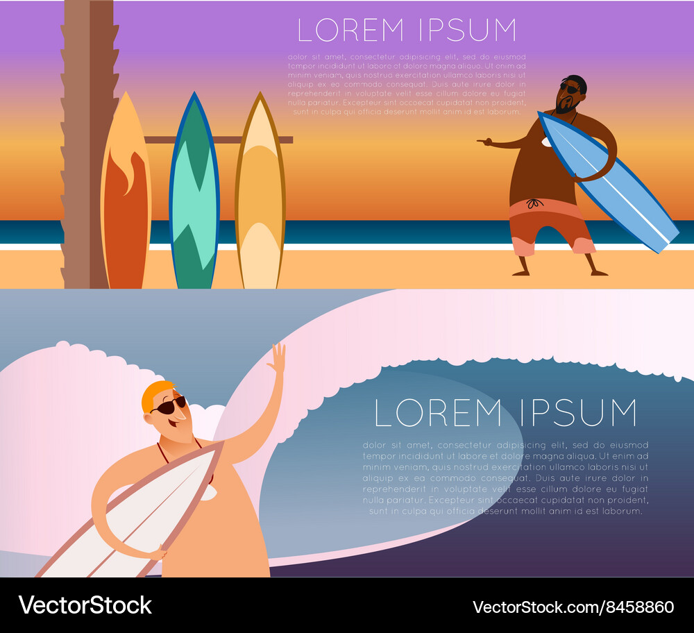 Set of surfer banners2 Royalty Free Vector Image