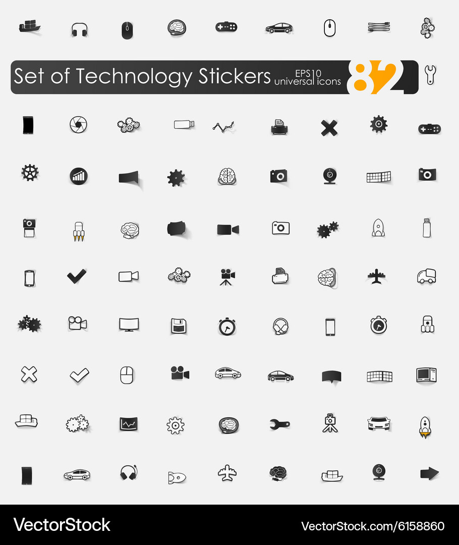 Set of technology stickers Royalty Free Vector Image