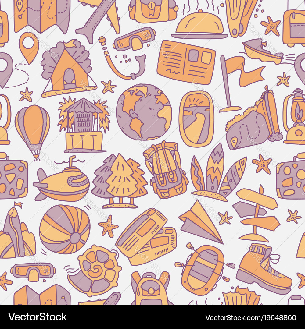 Travel and summer seamless pattern journey Vector Image