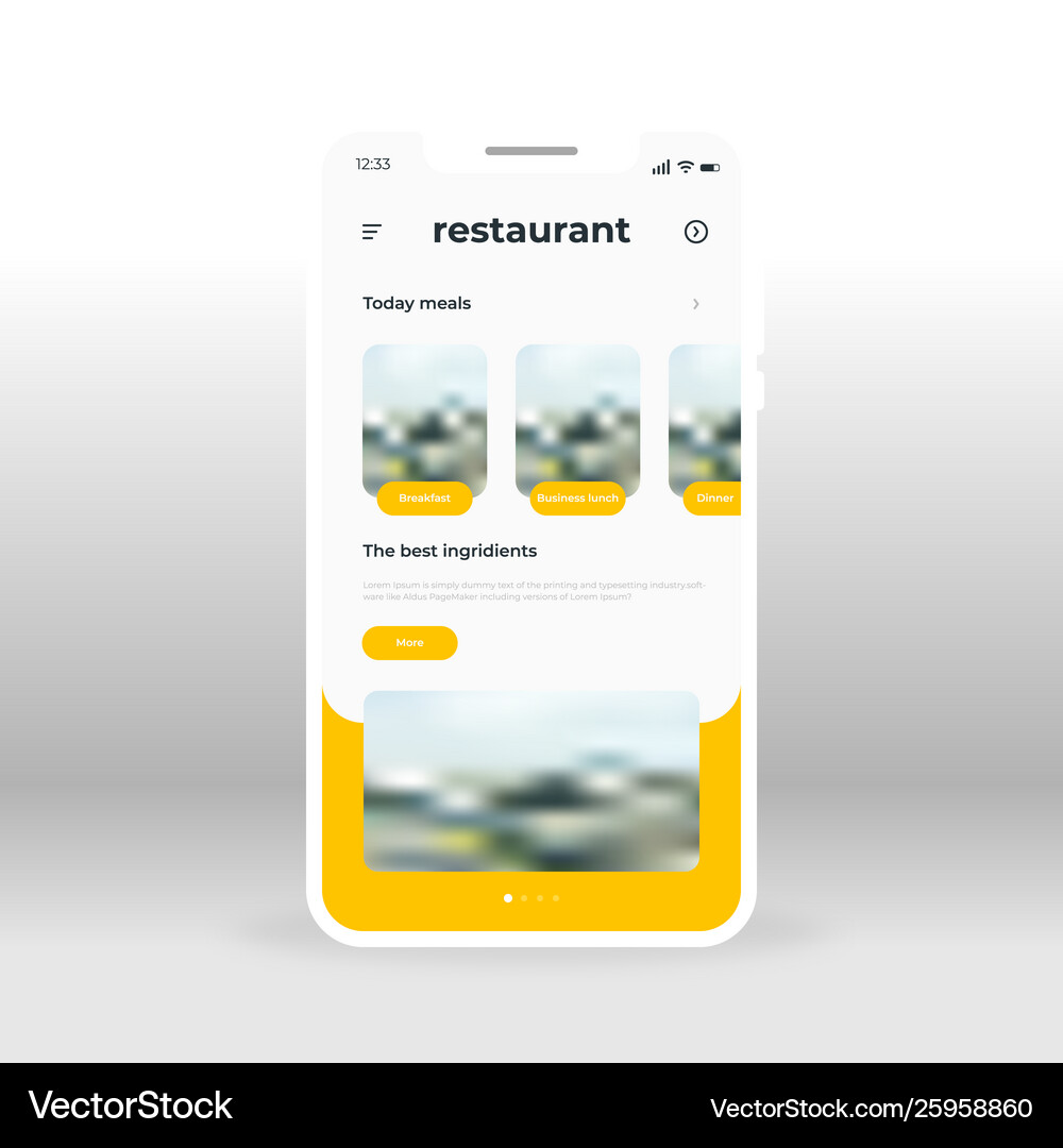 Yellow online restaurant ui ux gui screen Vector Image
