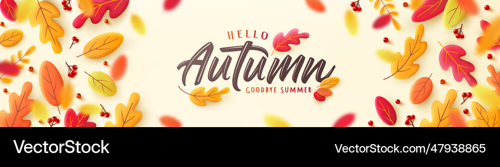 Autumn poster or banner with falling Royalty Free Vector