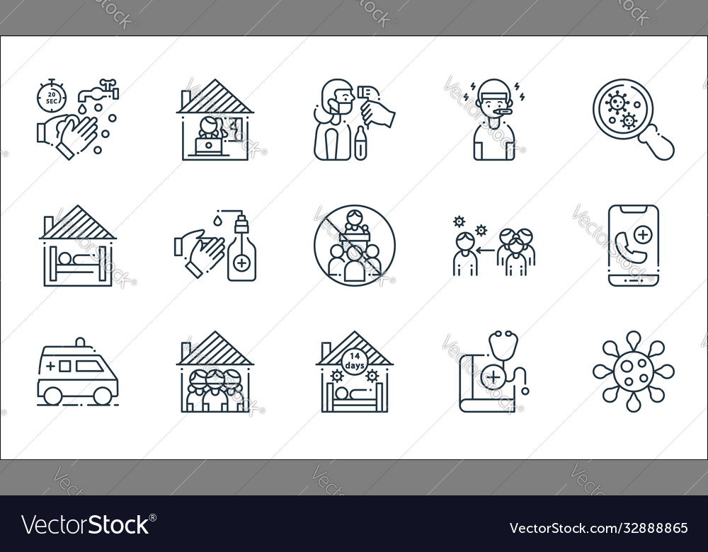 Coronavirus line icons linear set quality line Vector Image