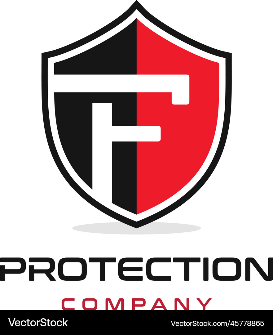 F letter shield logo template black and red color Vector Image