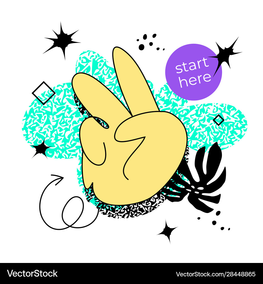 Funny cartoon hand with victory gesture Royalty Free Vector