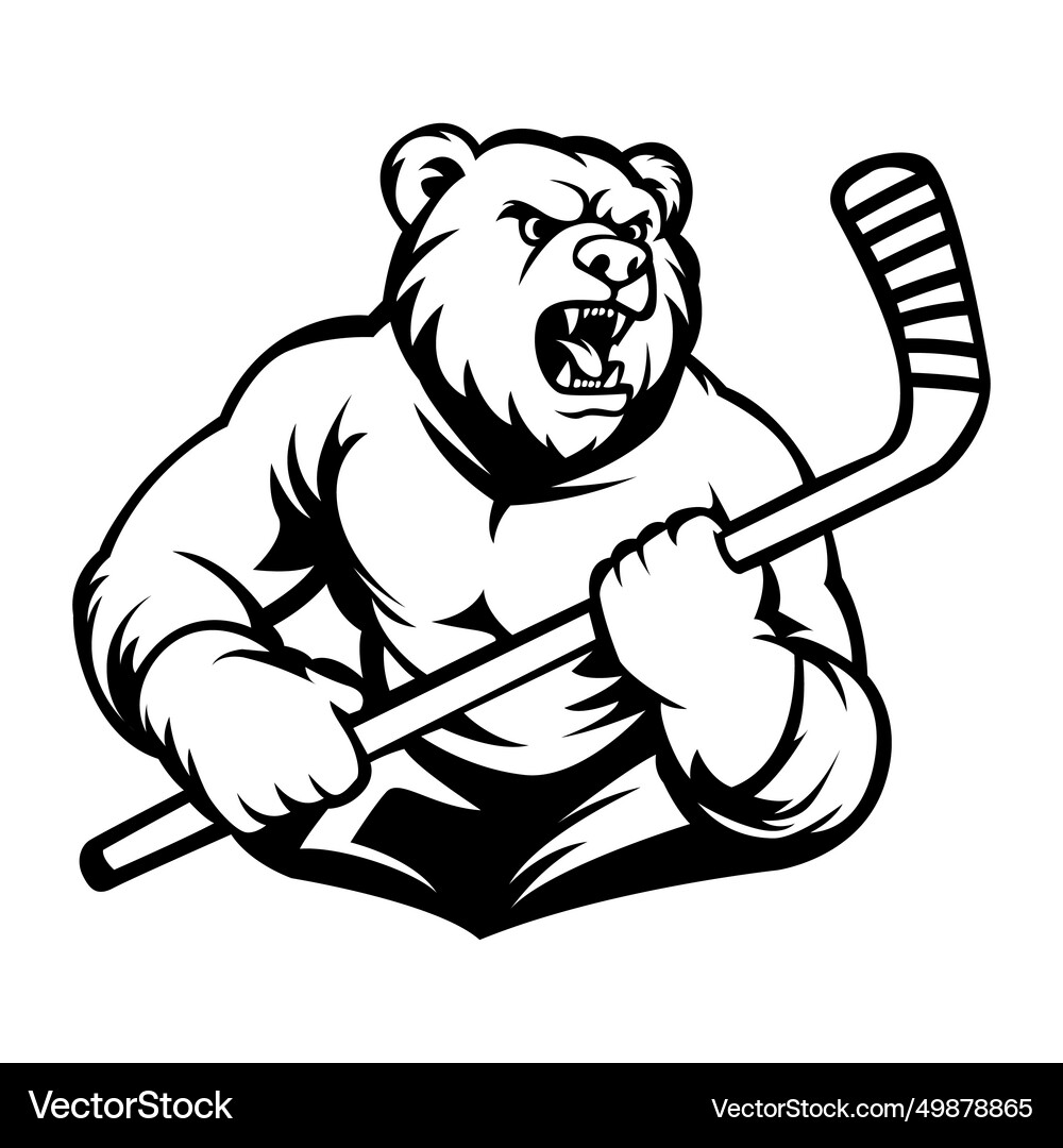 Hockey Bear Mascot Logo Royalty Free Vector Image