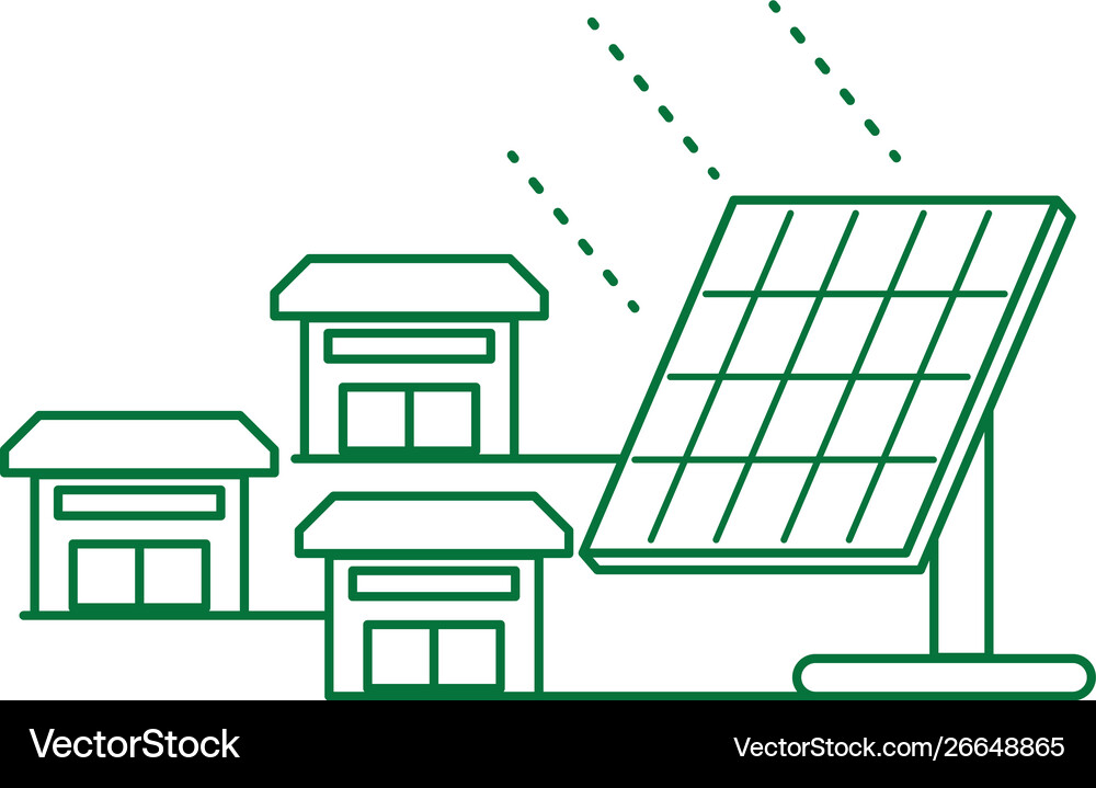 Houses facades with solar panel energy Royalty Free Vector
