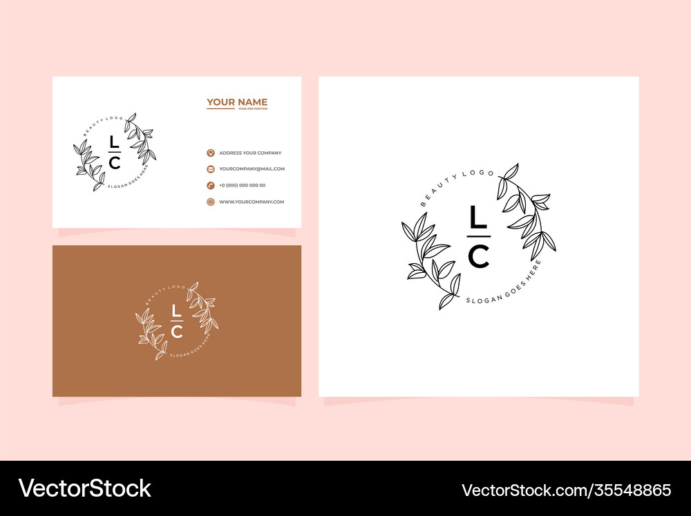 Initial lc letters beautiful floral feminine Vector Image