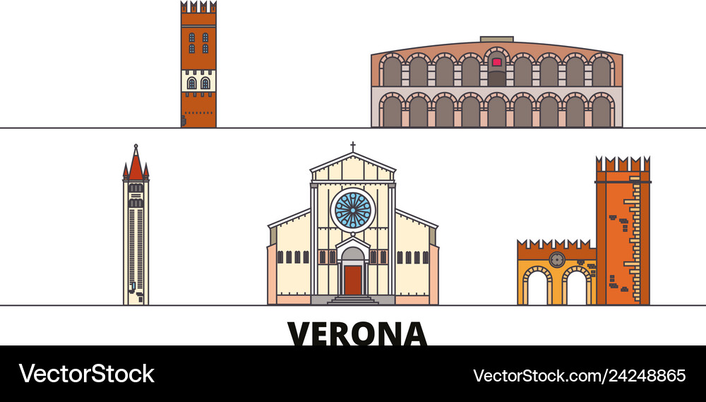 Italy verona flat landmarks Royalty Free Vector Image