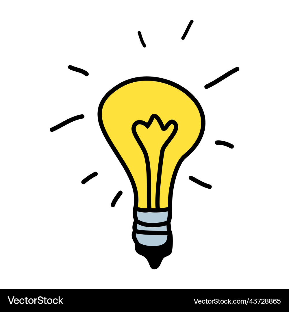 Light bulb icon symbol sign hand drawing doodle Vector Image