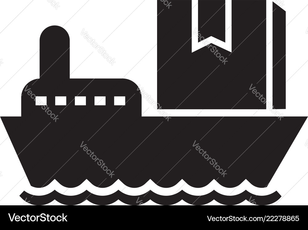 Sea delivery box icon simple style Royalty Free Vector Image