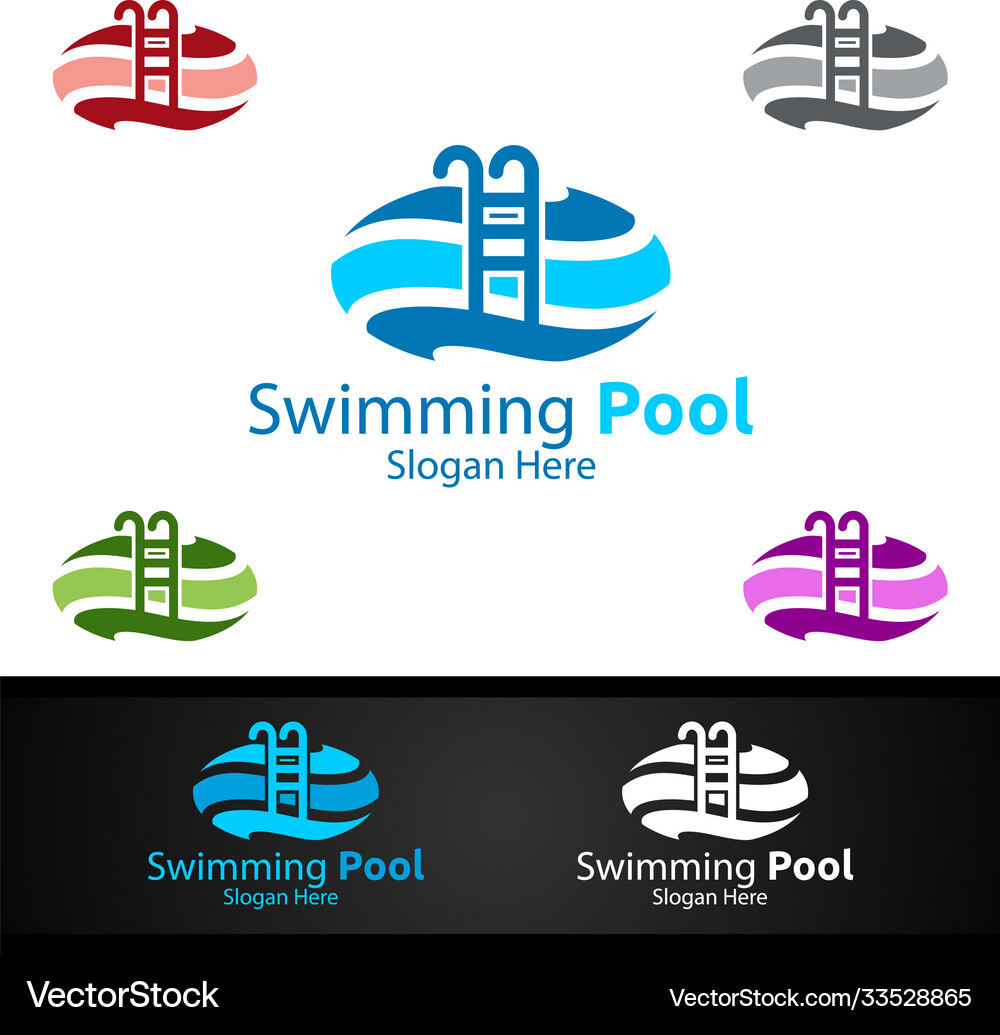 Swimming pool service logo with cleaning pool Vector Image