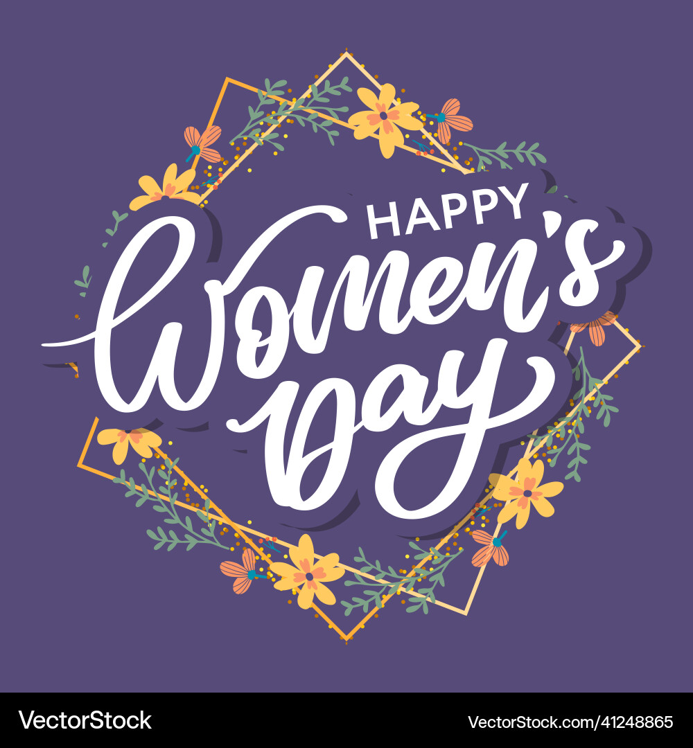 Womens day hand drawn lettering red text isolated Vector Image