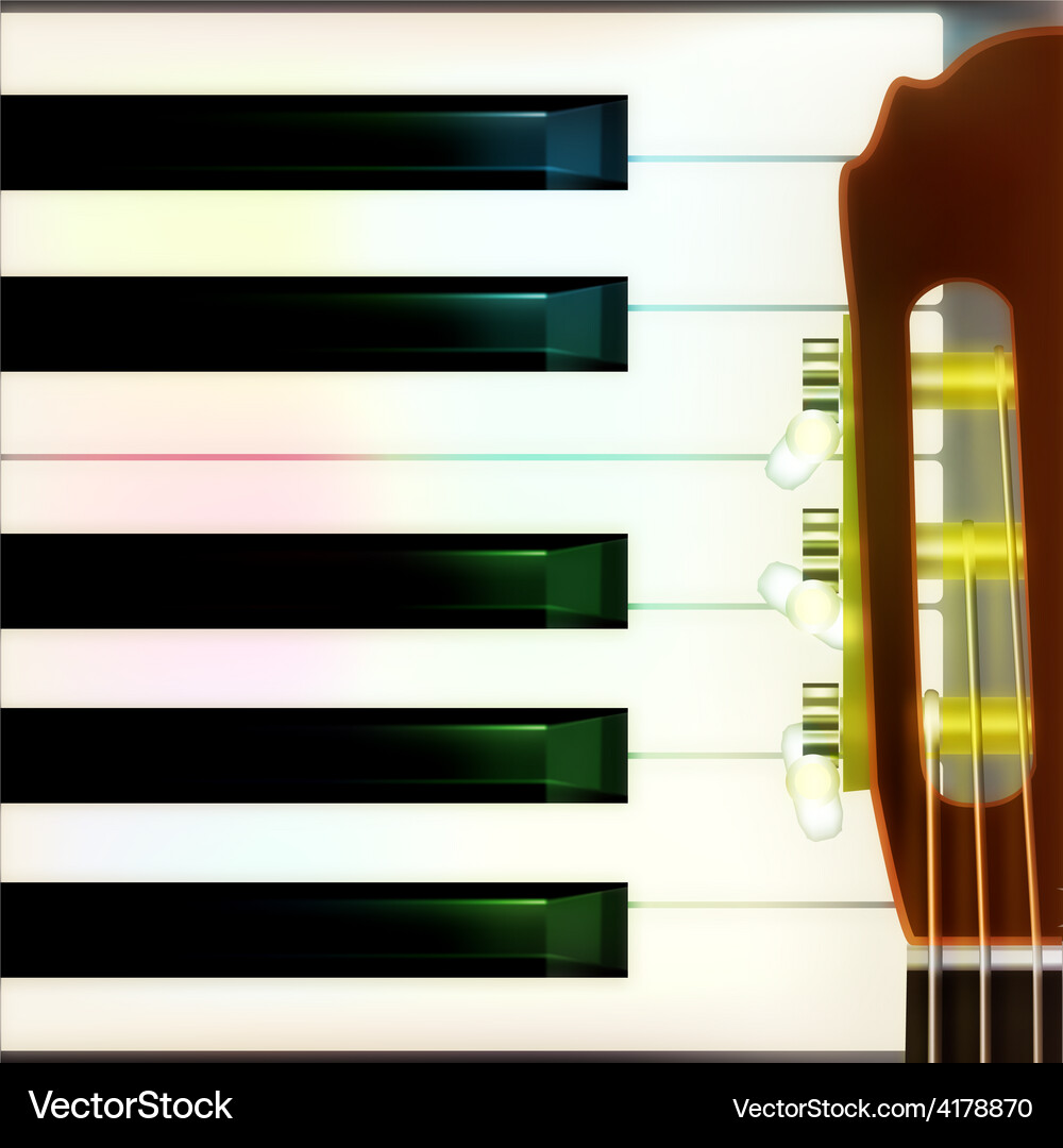 Abstract musical background with acoustic guitar Vector Image