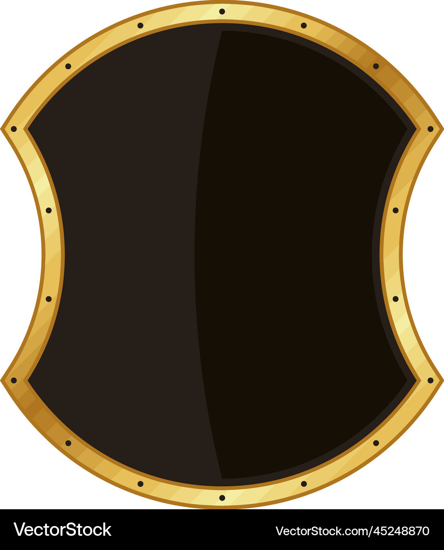 Black shield with golden frame Royalty Free Vector Image