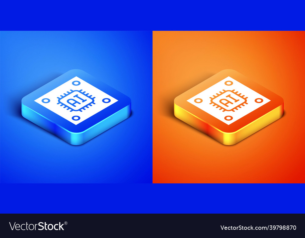Isometric computer processor with microcircuits Vector Image