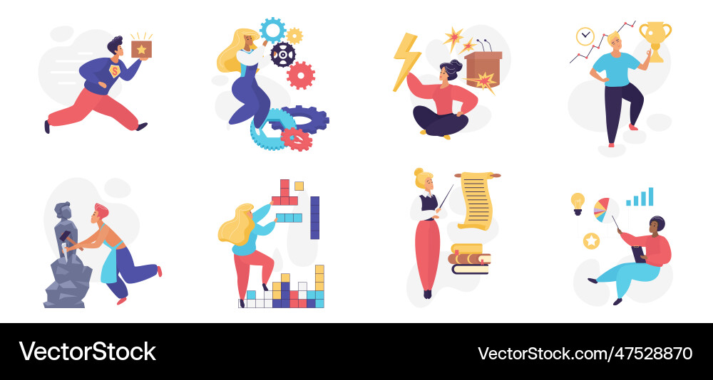 Mbti person types set people with different Vector Image