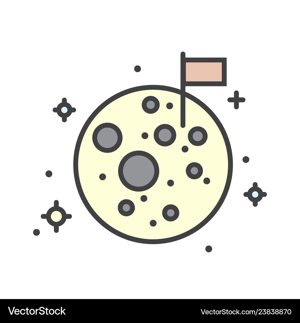 Moon color icon on white background for graphic Vector Image
