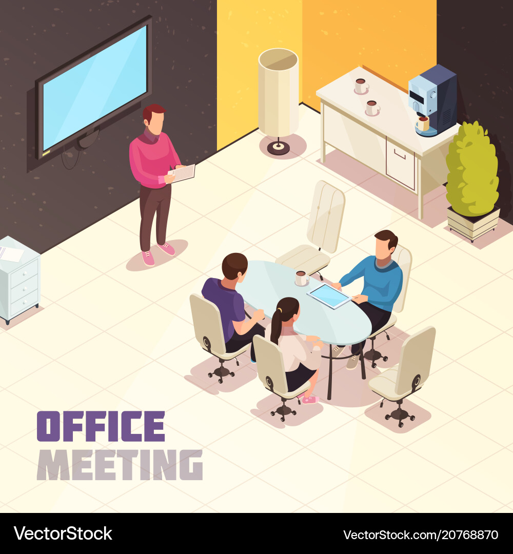 Office meeting isometric poster Royalty Free Vector Image