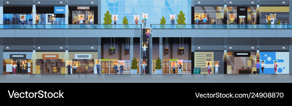 Retail store visitors identification facial Vector Image
