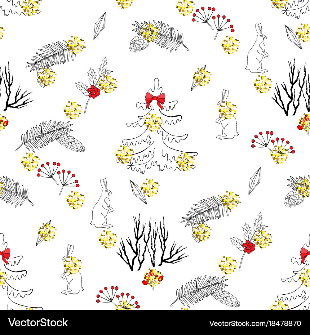 Seamless pattern with christmas forest Royalty Free Vector