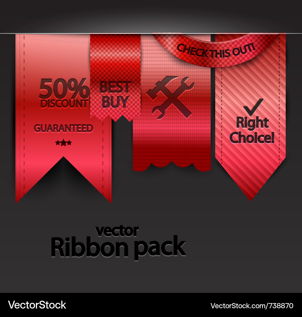 Set of red ribbons Royalty Free Vector Image - VectorStock