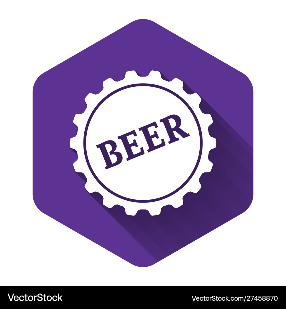 White bottle cap with beer word icon isolated Vector Image