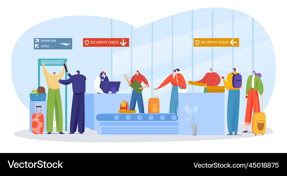 Airport security check with luggage Royalty Free Vector
