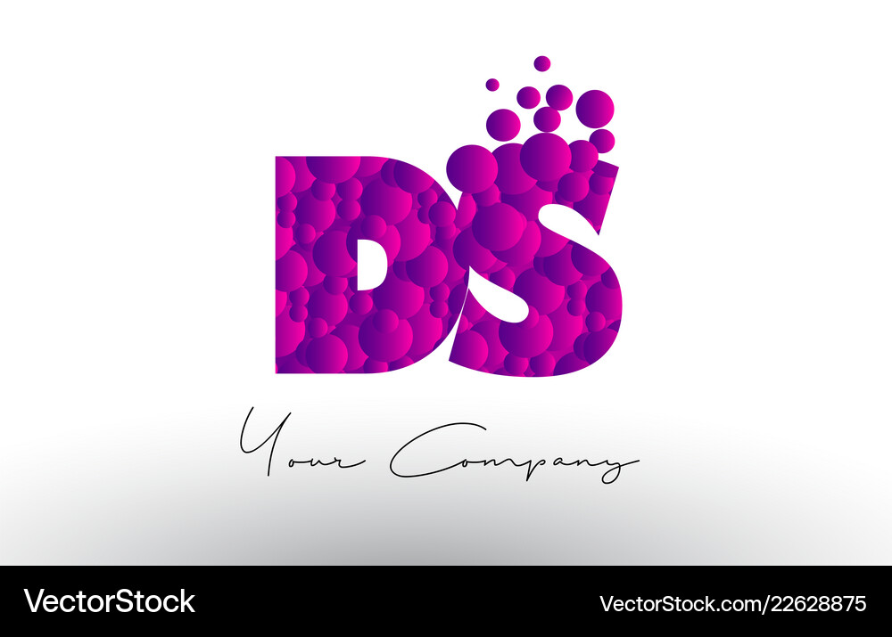 Ds d s dots letter logo with purple bubbles Vector Image